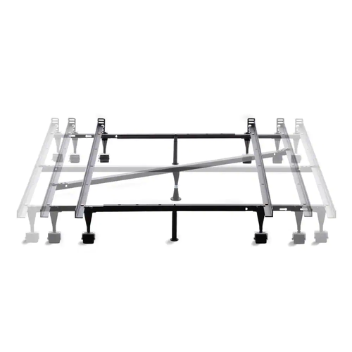Brookside Adjustable Metal Bed Frame w/ Center Support Rug Rollers ...