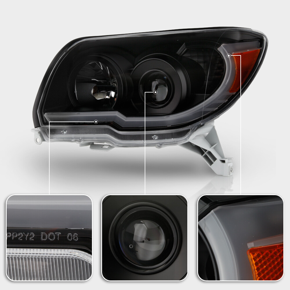 For 2006-2009 Toyota 4Runner Black LED Tube Upgrade Style Projector ...