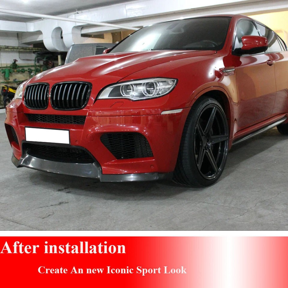 Fits BMW E71 X6M E70 X5M 2010-2014 GLOSS BLACK Front Bumper Lip Spoiler ...