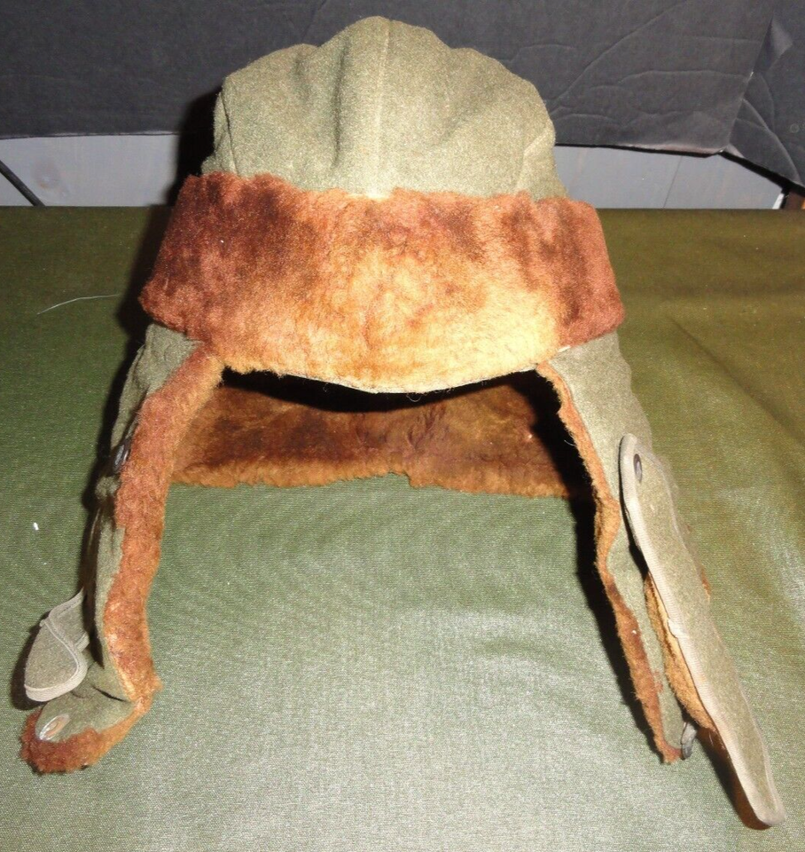 1942 WWII U.S. MARINE CORPS USMC UNIFORM COLD WEATHER MILITARY FUR CAP ...