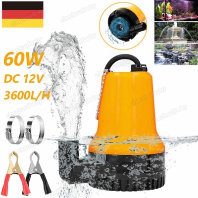 60W Tauchpumpe Wasserpumpe DC 12V Schmutzwasserpumpe 3600L/H Für Teich Boot DHL | eBay