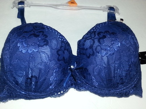 NWT RENE ROFE Navy Lace Push-Up Underwire Bra; 36C A6 | eBay