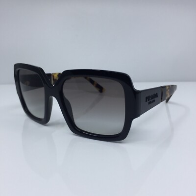 New Authentic Prada SPR 21X SUNGLASSES C. 1AB-0A7 Shiny Black w/ Grey ...