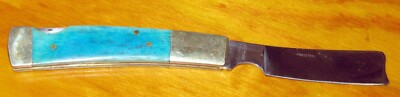 VINTAGE FROST CUTLERY GERMAN STAINLESS STRAIGHT EDGE BLUE HANDLE ...