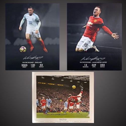 WAYNE ROONEY SIGNED MANCHESTER Utd Deal 3 Giant Signed 18x22 Bid From ...