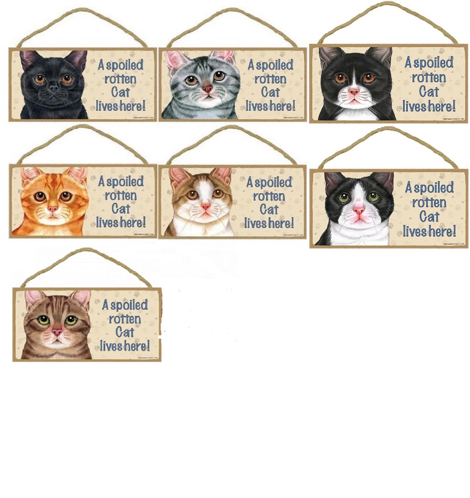 Decorative Wood Plaque-Sign-A Spoiled Rotten Cat Lives Here-your choice ...