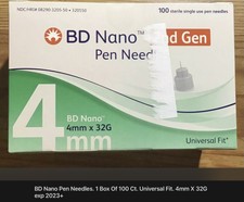 2 Boxes 100 Pen Needles ReliOn Insulin 4mm 32 Gauge Universal Nano for ...