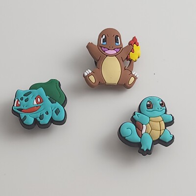 Pokemon Set 3pc Squirtle Bulbasaur Charmander Charm For Crocs & Foam ...