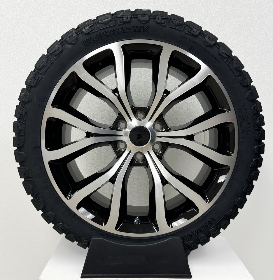 Ford F150 22" Machine Black Snowflake Replica Wheels Ridgecrawler RT ...