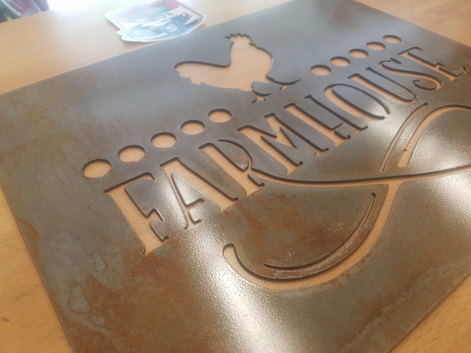 Farmhouse Sign Metal Wall Art Plasma Cut Home Decor Gift Idea Chicken ...