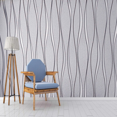 Non Woven 3D Striped Geometric Wave Pattern Wallpaper Modern Living ...