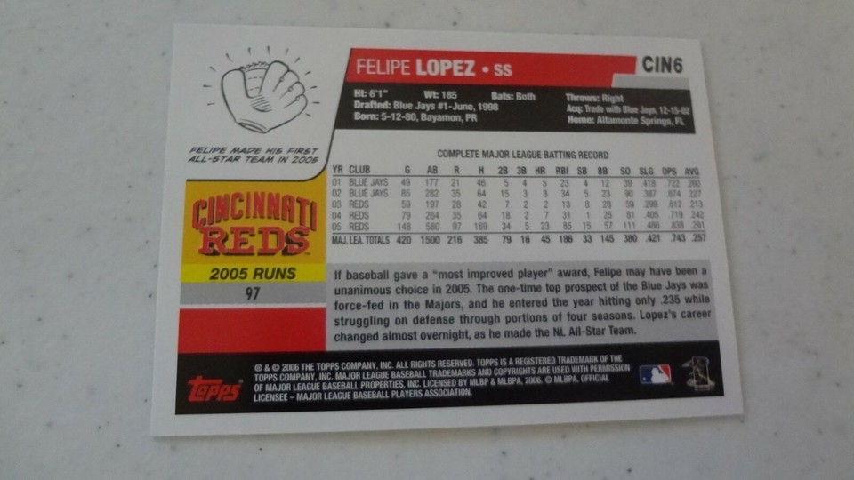 2006 TOPPS # CIN6 FELIPE LOPEZ BASEBALL CARD | eBay
