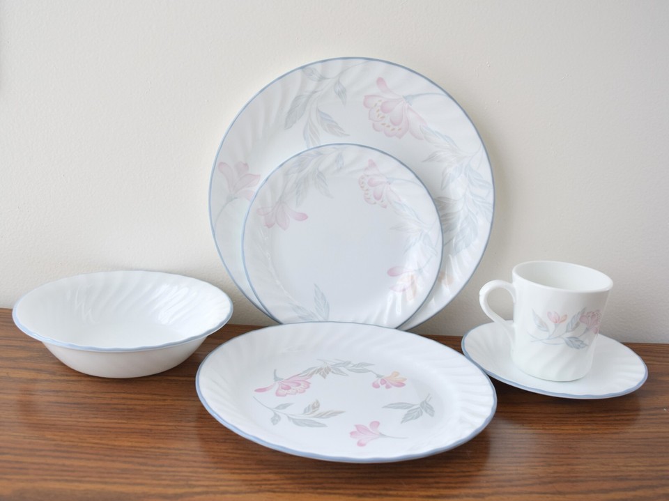 6-piece Corelle Pink Trio Dinnerware Set 1 place setting Plates bowls ...
