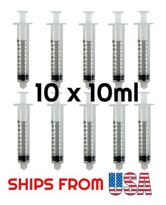 10 PACK - 10CC SYRINGES WITH LUER LOCK TIP NO NEEDLE Hobby Use Sterile ...
