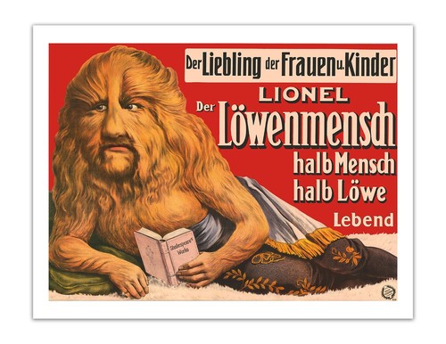 Lionel The Lion Man 1913 Vintage German Circus Premium Print Poster ...
