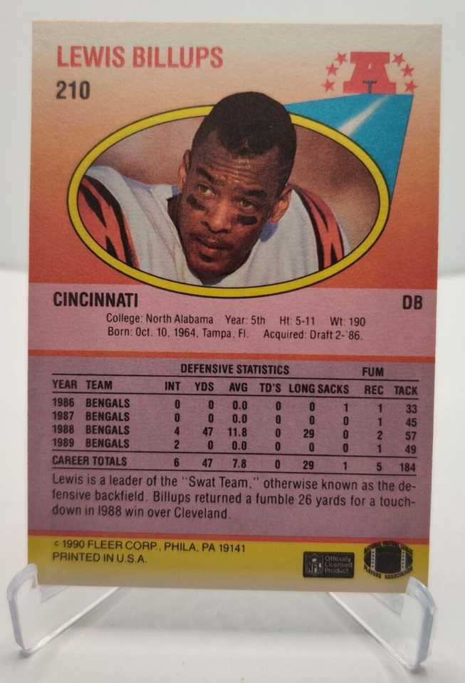 1990 Fleer Lewis Billups Cincinnati Bengals #210 football card | eBay