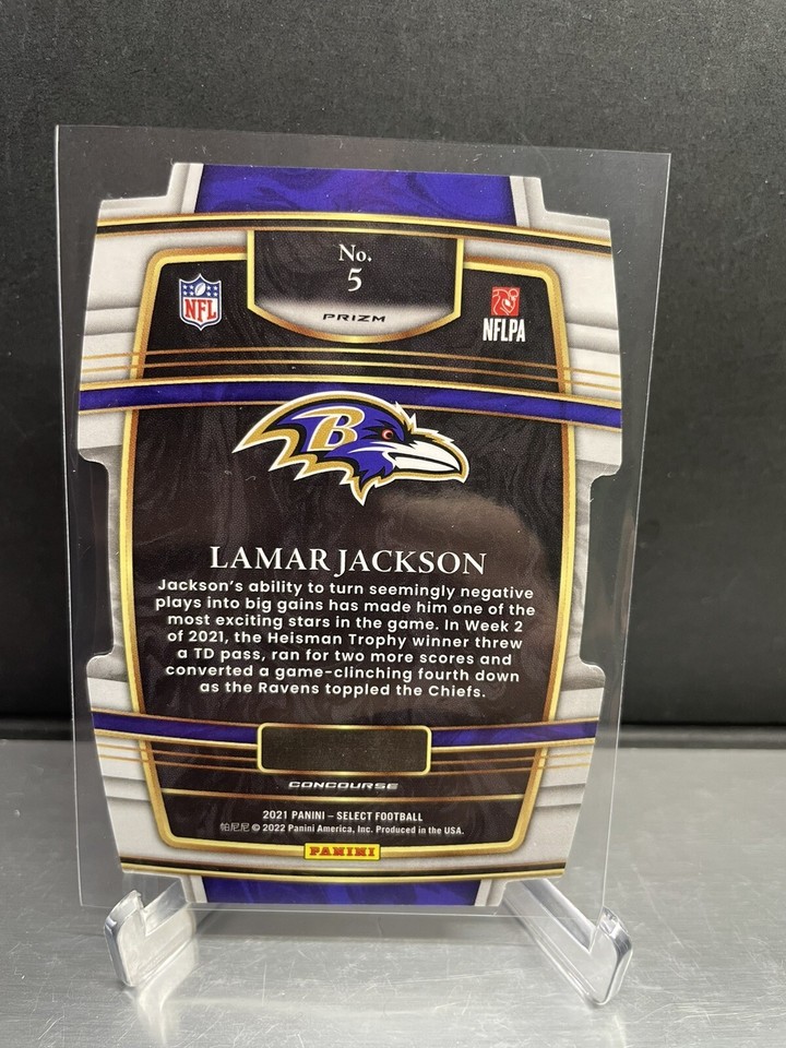 LAMAR JACKSON - 2021 Panini Select - SILVER PRIZM DIE-CUT CONCOURSE ...