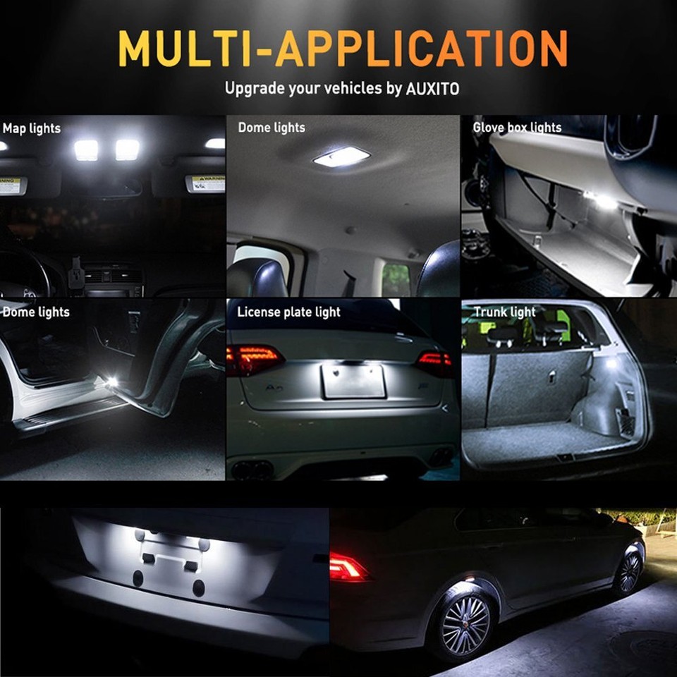 10pc Super Bright 501 Led Side Light Bulbs Canbus T10 Number Plate ...