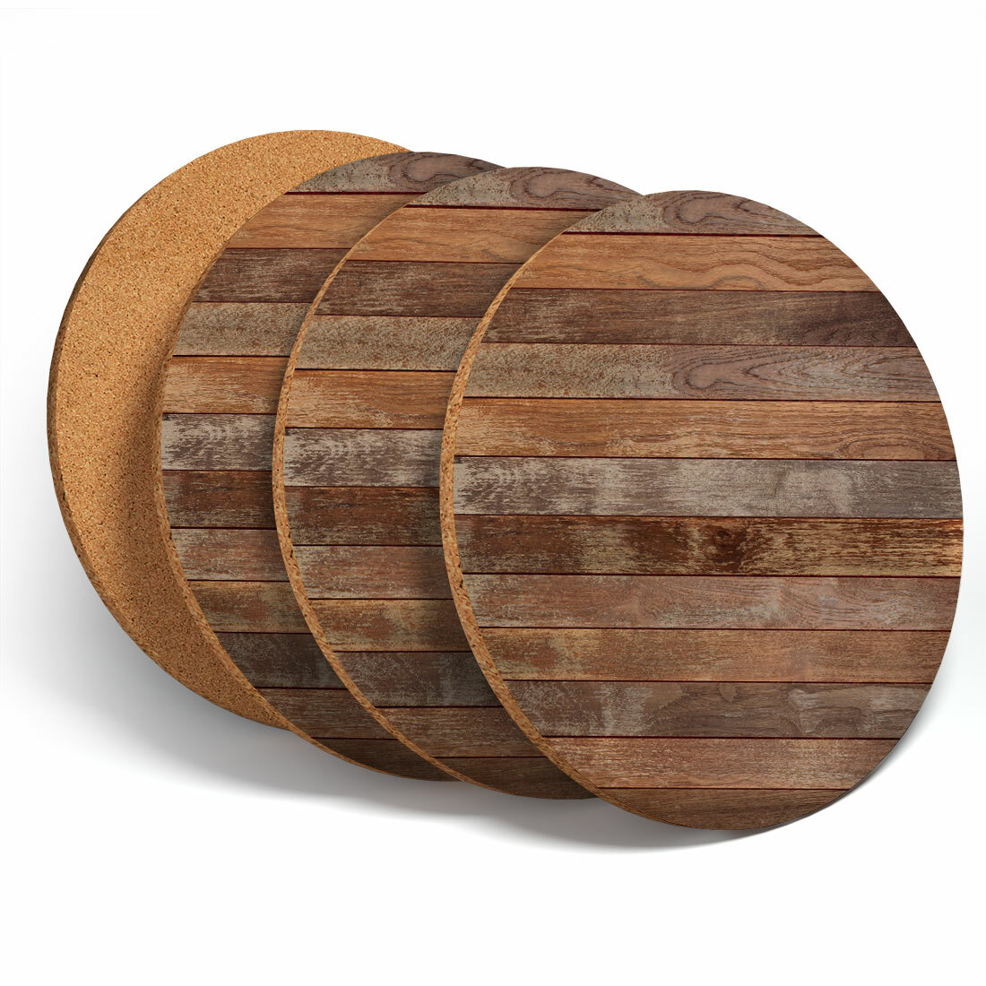 4 Set - Cool Laminate Wooden Floor Coasters - Kitchen Drinks Coaster ...