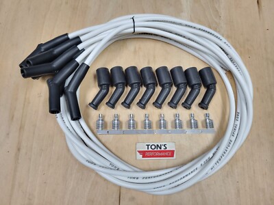 Ton's 45 135* White 8mm Spark Plug Wires Universal GM LS LT Coil LSX ...