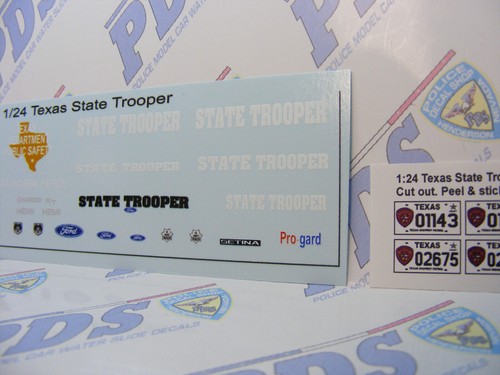 Texas State Trooper 1/24 Waterslide Decals Fit Motormax Vehicles | eBay