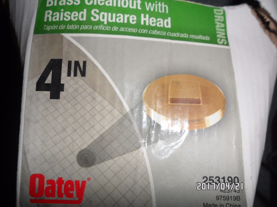 4 In Brass Clean Out Plug Raised Square Head Oatey 423743 Threaded ...