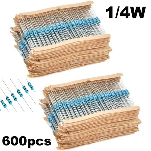 600Pcs 60 Values 1% 1/4W Resistor Kit 0 Ohm-10M Ohm Metal Film ...