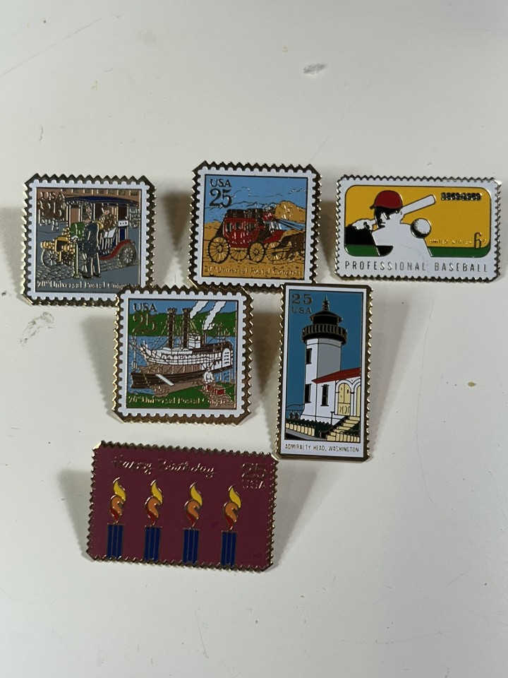 Lot of 6 VTG USPS Stamp Lapel Pins United States Postal Service Mixed ...