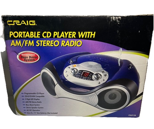 Portable CD Player CRAIG BOOMBOX AM/FM STEREO Sport Bass Boost Cd6912b ...