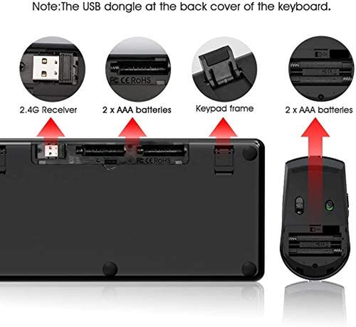 Rii RKM709 Ultra-Slim Wireless Keyboard and Mouse Combo 2.4 Gigahertz ...