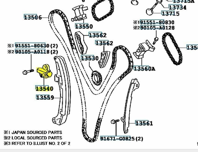 13540-31021 Toyota Highlander Camry Rx350 3.5l 2grfe OEM Timing Chain ...