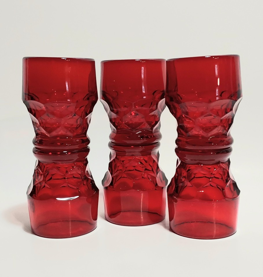 Lot Of Six Viking Ruby Red Georgian Honeycomb Juice Glasses | eBay