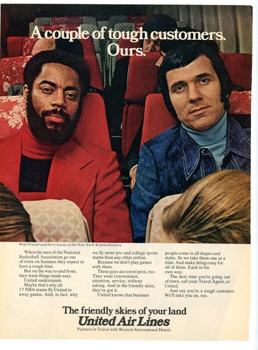 Walt Frazier Jerry Lucas Print Ad United Airlines 1972 Magazine NY ...