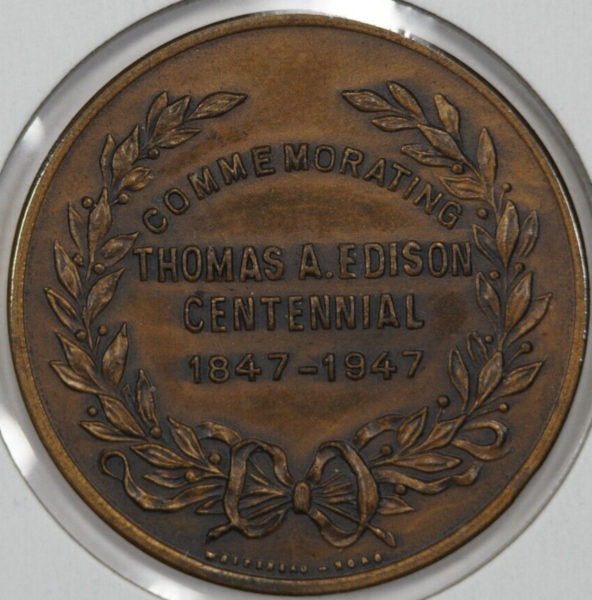1947 Thomas A. Edison Centennial Commemorative Medal, Whitehead & Hoag ...