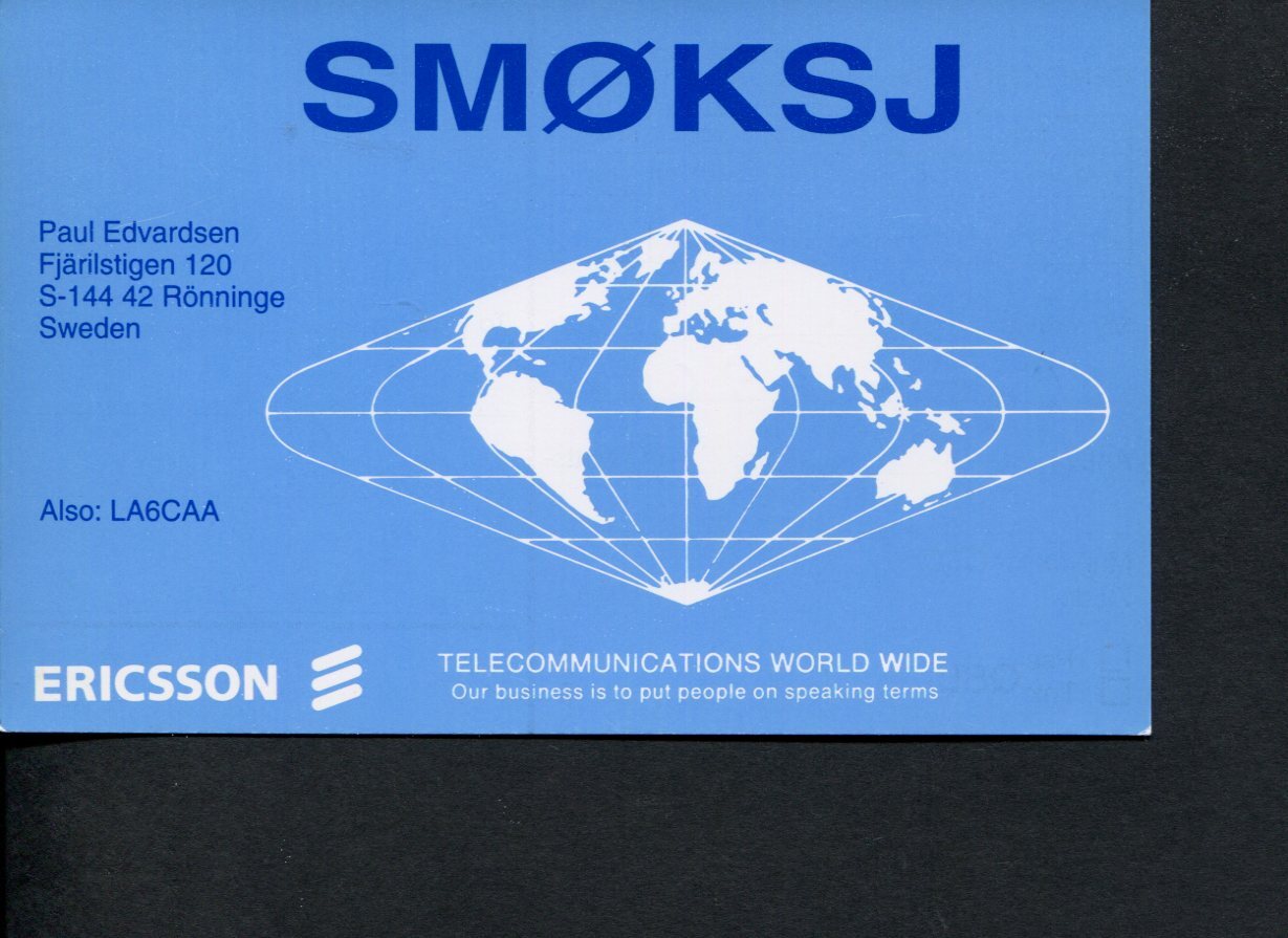 1 x QSL Card Radio Sweden SM0KSJ Ronninge 1998 Ericsson ...
