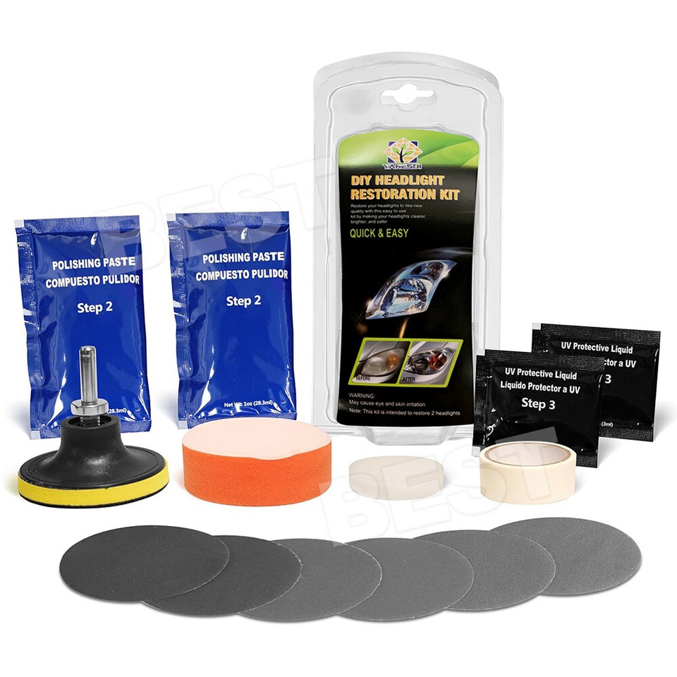 Car Headlight Restoration Kit Lens Lamp Cleaning Sanding Repair Tool ...