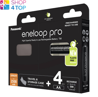 4 PANASONIC ENELOOP PRO RECHARGEABLE AA HR6 BATTERIES STORAGE CASE 1.2V ...