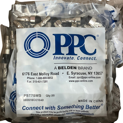 Pack Of 50 PPC BELDEN PST75WS F-Type Universal Coaxial Locking Drop ...
