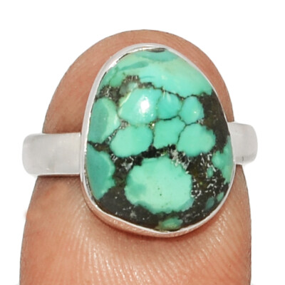Natural Spider Web Turquoise - Tibetan 925 Silver Ring Jewelry s.6 ...