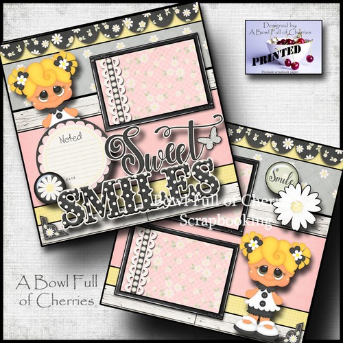 SWEET SMILES ~ girl 2 pre-made scrapbook pages paper printed layout ...