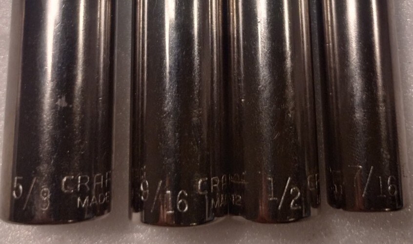 Craftsman ⅜" Drive 8 Piece Deep Well Sockets 4 SAE/4 Metric 12 Point ...