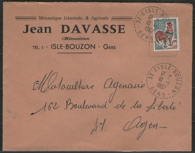 FRANCE: Gers / CàD tireté L'ISLE BOUZON sur lettre de 1967 | eBay