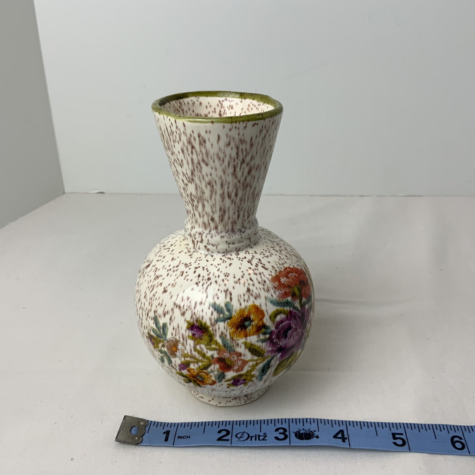 California Originals 70’s Hand Painted Floral Art Pottery Speckled Vase ...
