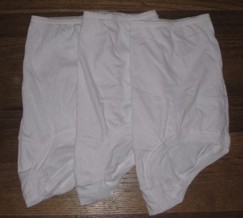 Underscore Womens 3pr White 100%Cotton Band Leg Brief Granny Panties ...