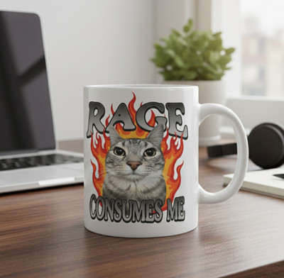 Rage Consumes Me Cat Meme Mug Funny Gift Birthday Idea Cup Pet Lover ...