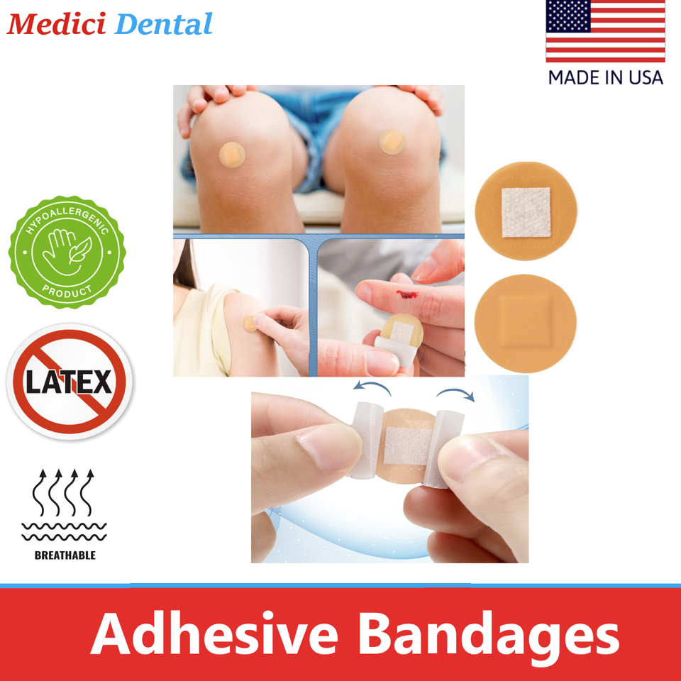 Dental Medical Adhesive Bandaid Bandage, Round, Spot 7/8" Sterile 100Bx ...