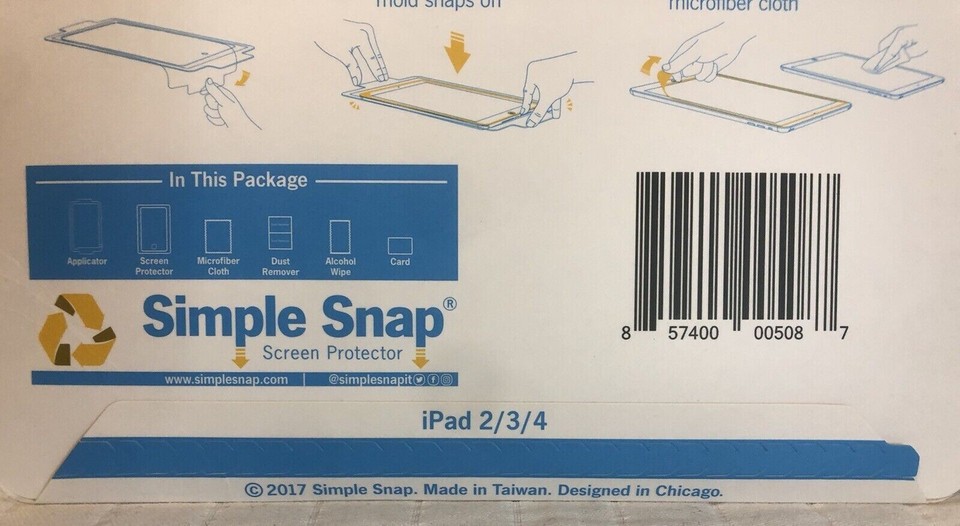 SIMPLE SNAP Screen Protector / Tempered Glass for Apple iPad 2, 3 or 4 ...