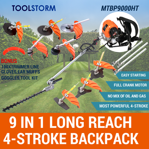 4-STROKE Backpack Pole Hedge Trimmer Garden Saw Brush Cutter Whipper ...