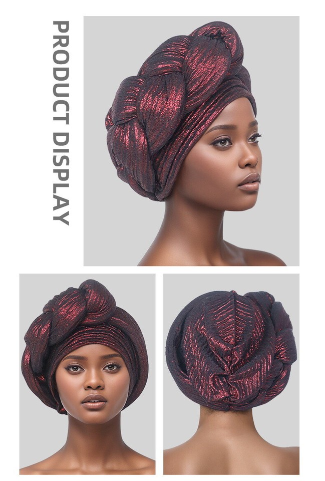 Fashion Nigerian Women African Bonnet Auto Gele Headtie Caps Pleated ...