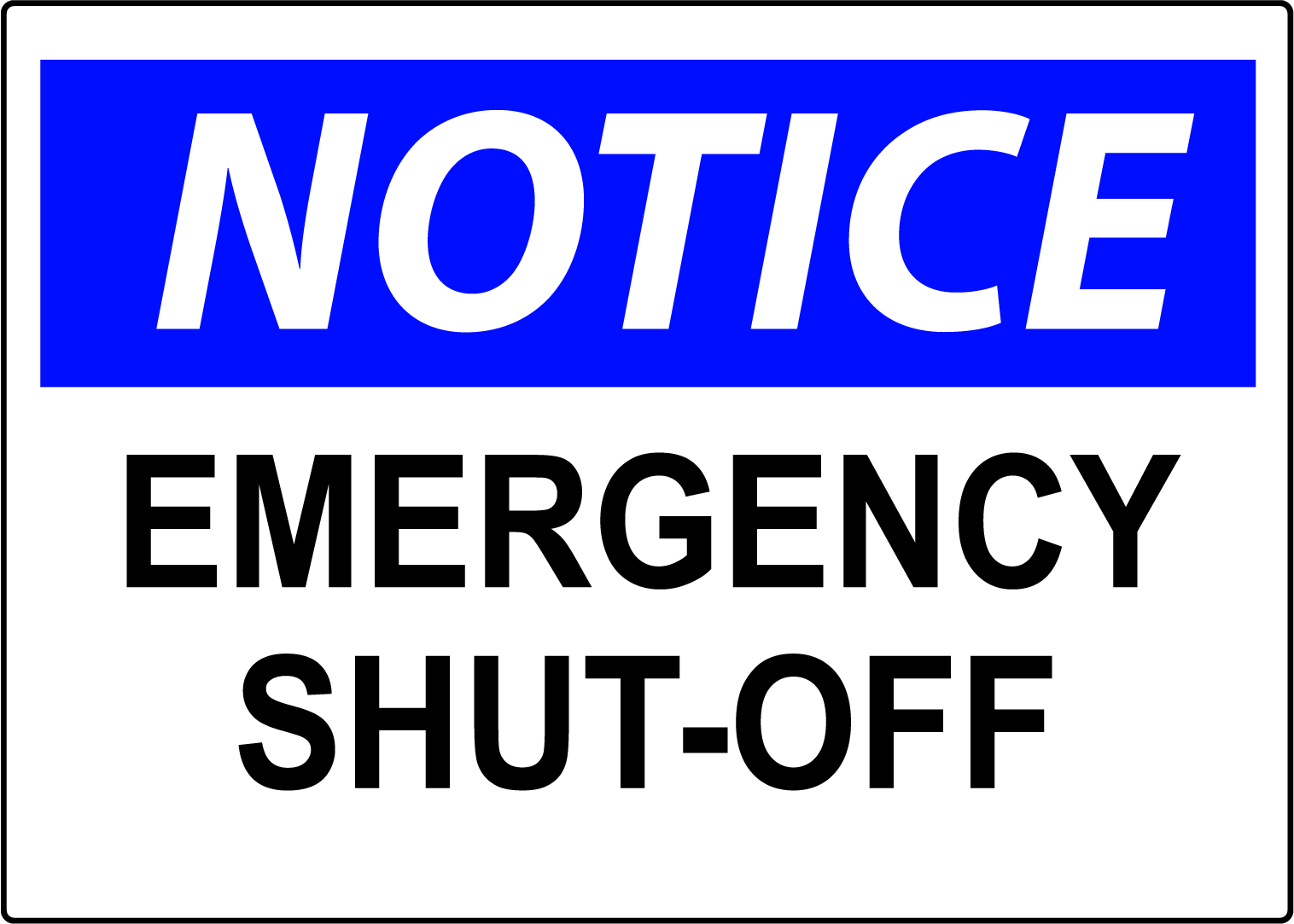 NOTICE EMERGENCY SHUT-OFF | Adhesive Vinyl Sign Decal | eBay